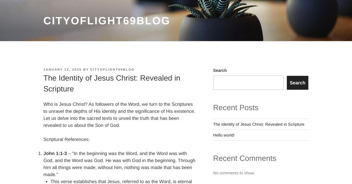 The Identity of Jesus Christ: Revealed in Scripture – cityoflight69blog